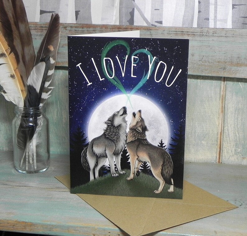 Wolf Song Illustration I Love You Card - Etsy
