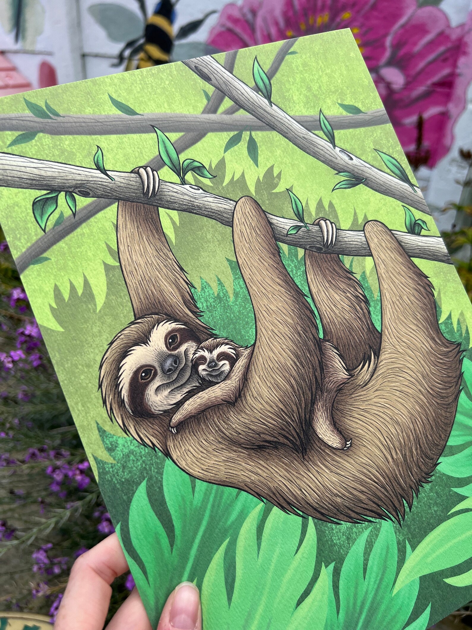 Three Toed Sloths Illustration A4 Print - Etsy