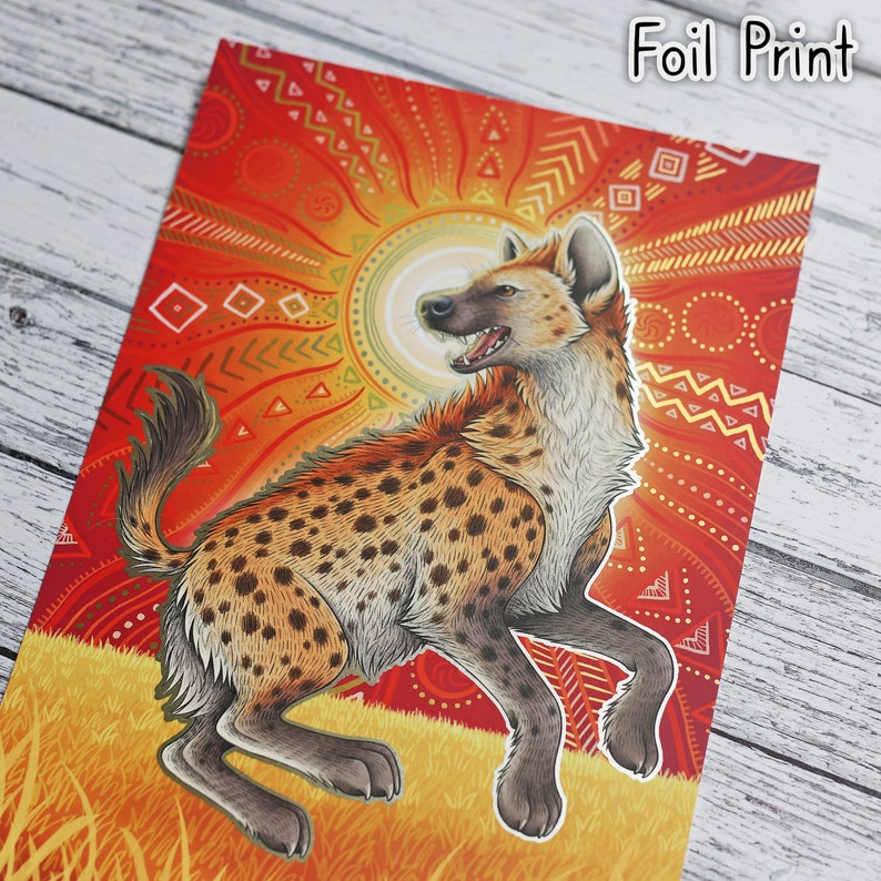 Spotted Hyena Illustration A4 Foil Print - Etsy