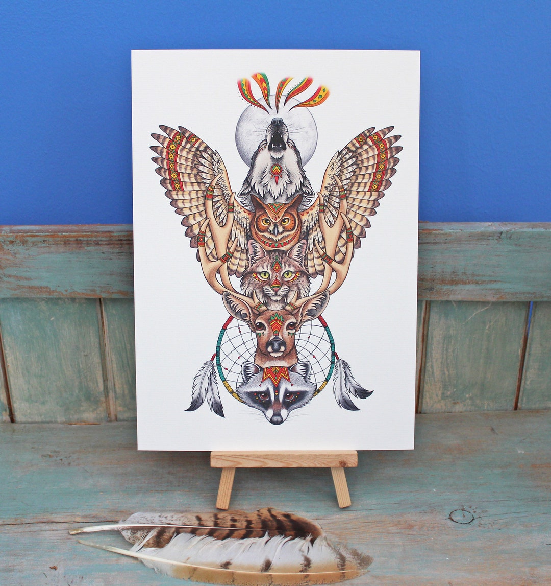 Totem Illustration A4 Print - Etsy