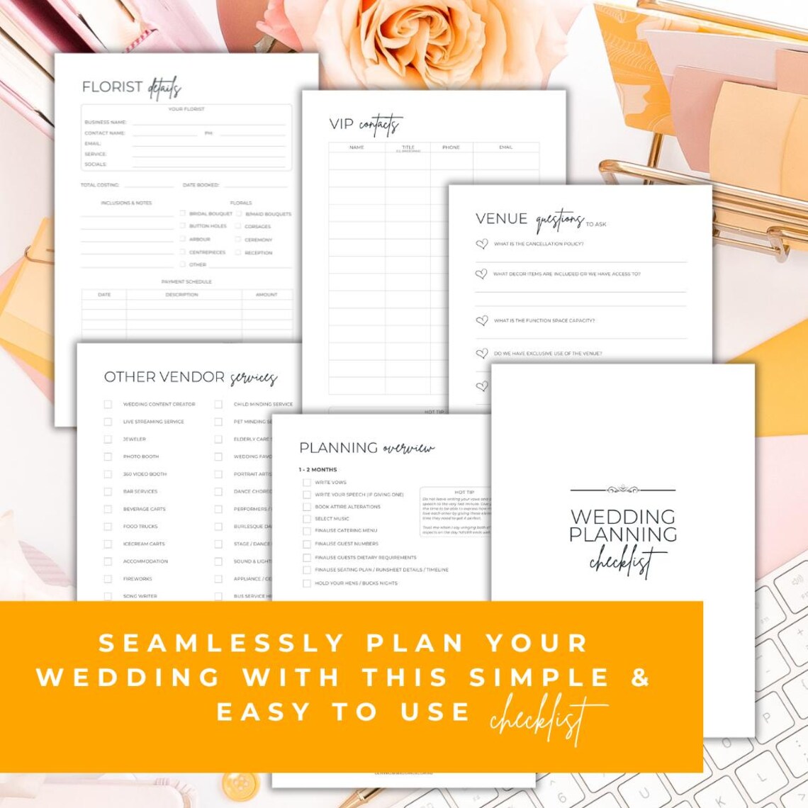 Wedding Planning Checklist I Wedding Printable Digital Template I ...