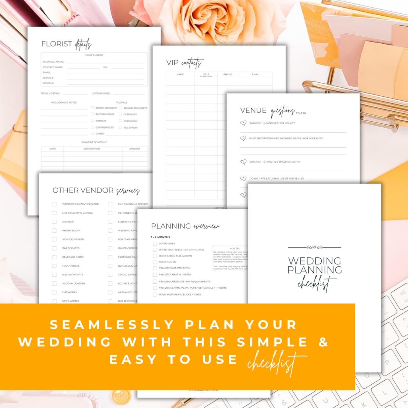 Wedding Planning Checklist I Wedding Printable Digital Template I ...