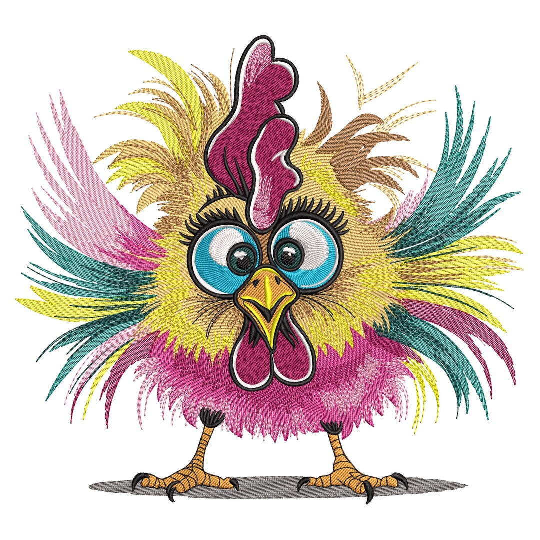 Funny Chicken Embroidery Design, Cute Chicken Machine Embroidery File ...