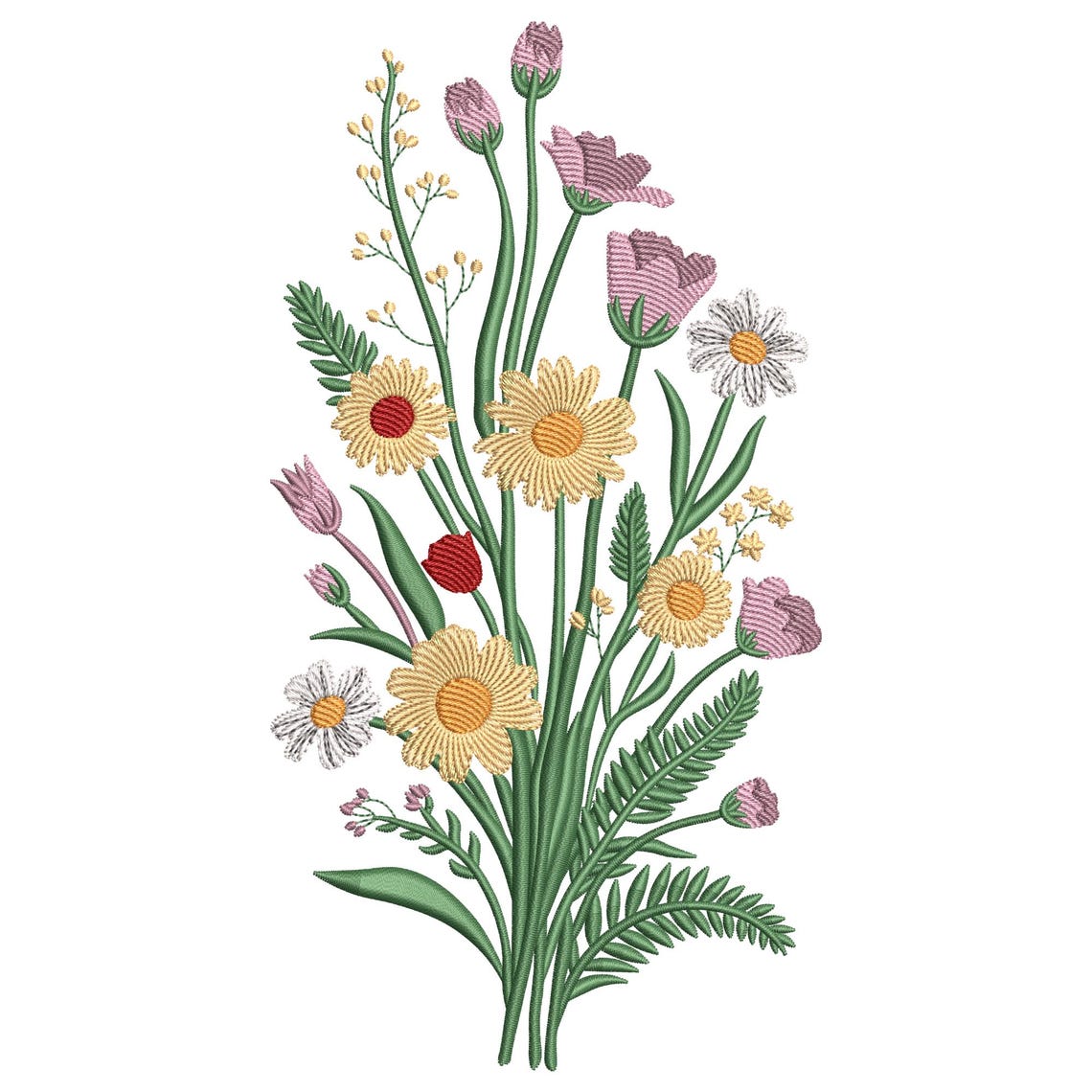 Wildflower Bouquet Embroidery Design, Beautiful Floral Machine ...