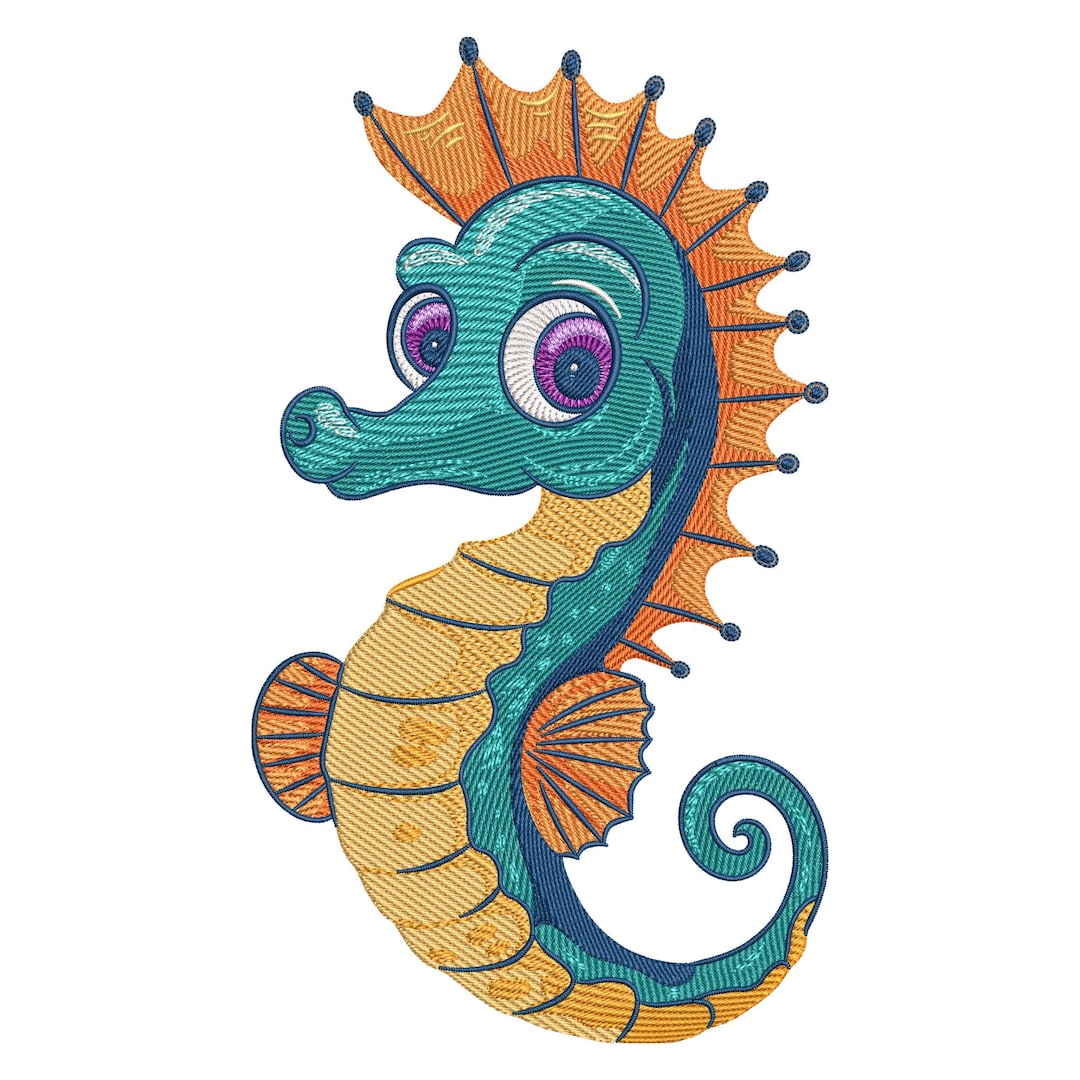 Sea Horse Embroidery Design, Seahorse Machine Embroidery File, Marine ...