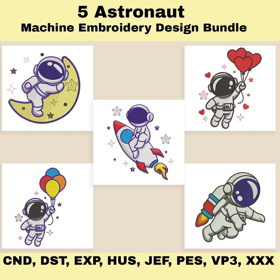 NASA Astronaut Machine Embroidery Design Bundle,space NASA Moon ...