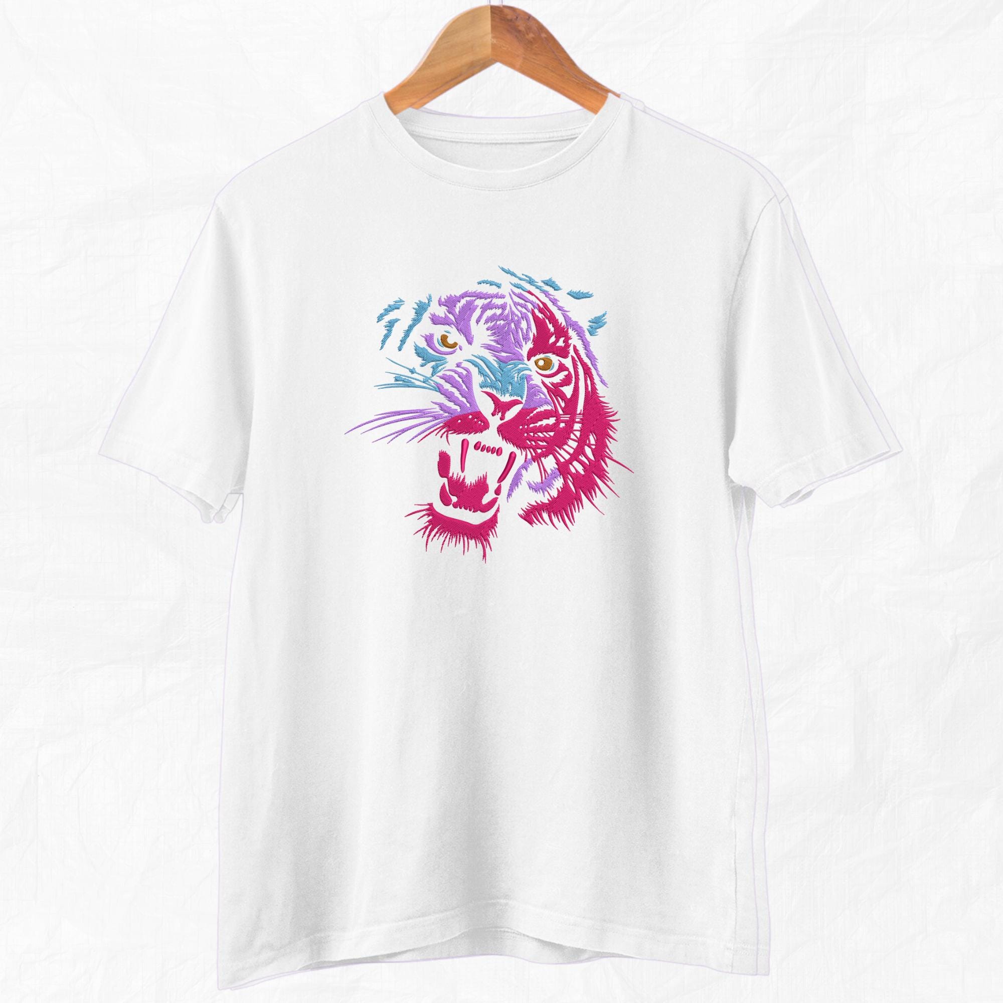 Neon Roar Tiger Embroidery Design, Wild Tiger Machine Embroidery File ...