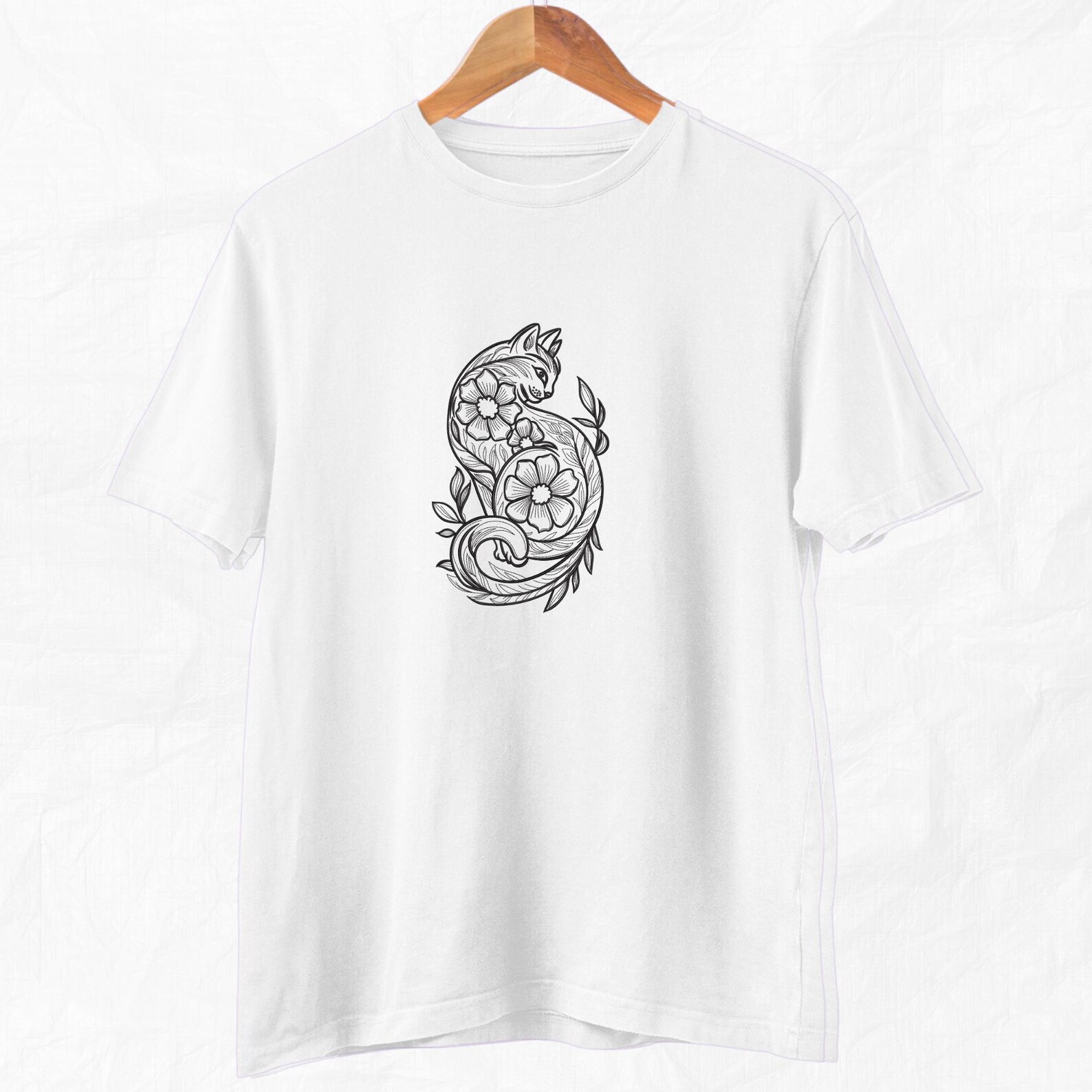 Floral Feline Embroidery Design, Cat Lover Embroidery Animal File, Cat ...