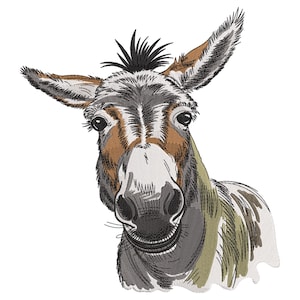 Funny Donkey Face Embroidery Design, Farm Animal Machine Embroidery ...