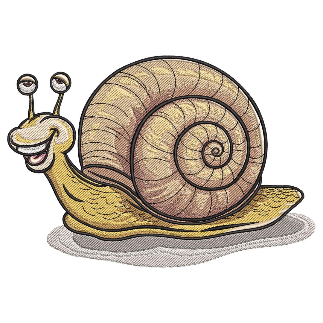 Cheerful Snail Embroidery Design, Animal Machine Embroidery File, Slug ...