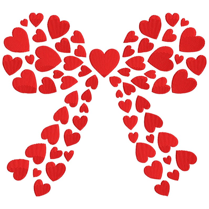 Heart Bow Embroidery Design, Heart BOW Machine Embroidery File, Machine ...