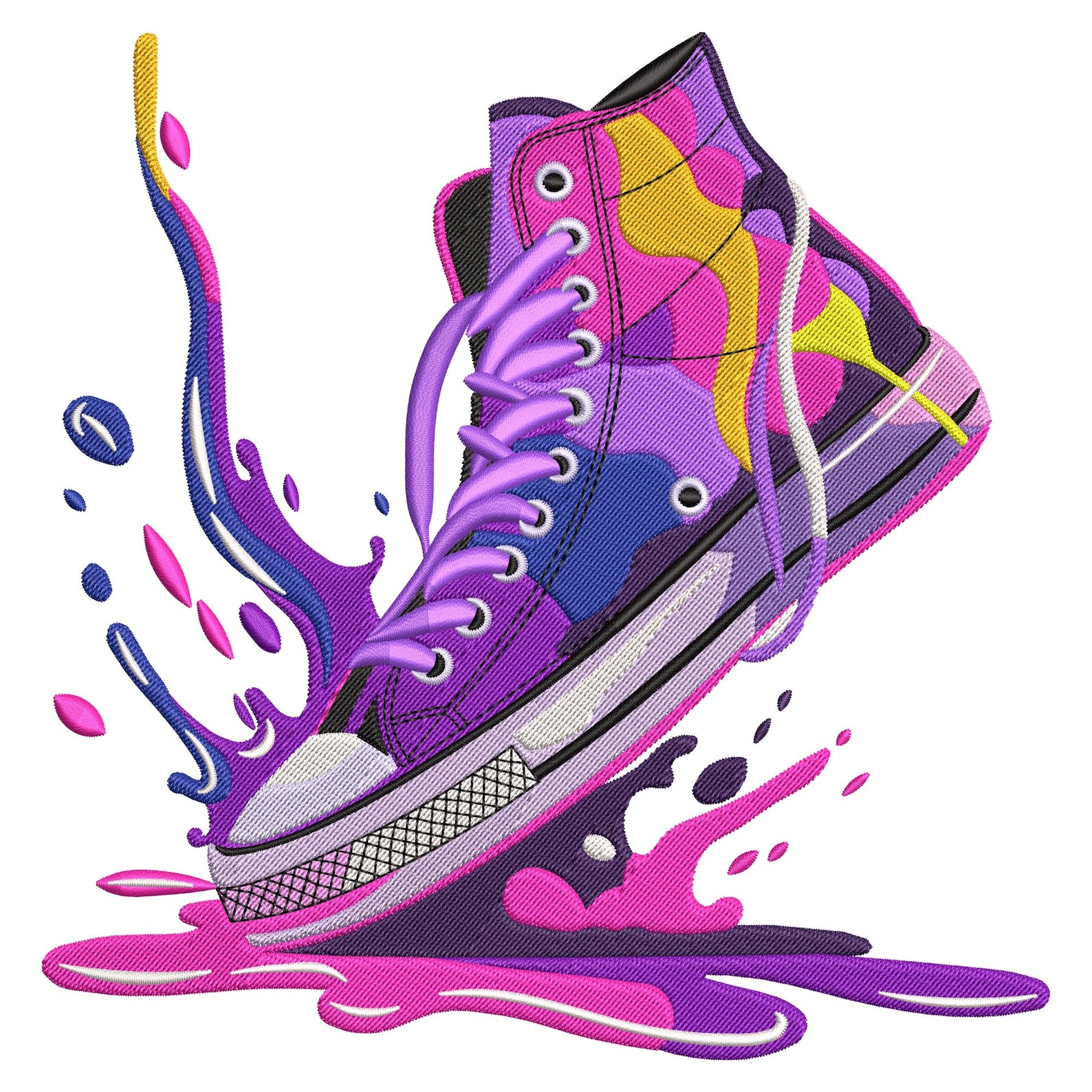 Splash Kicks Embroidery Design, Paint Splash Embroidery File, Splash ...