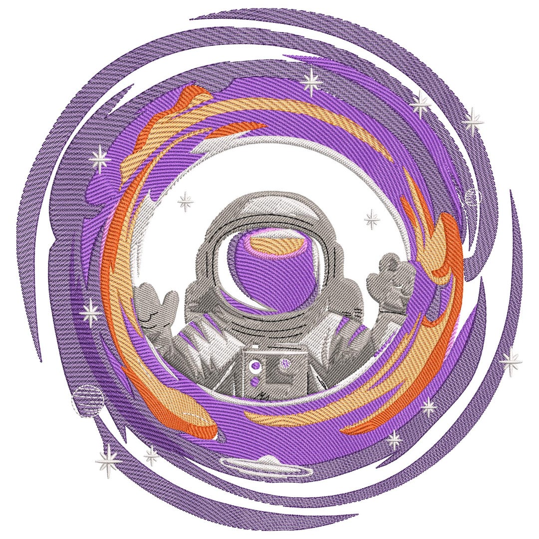 Astronaut in Space Embroidery Design, Space Machine Embroidery File ...