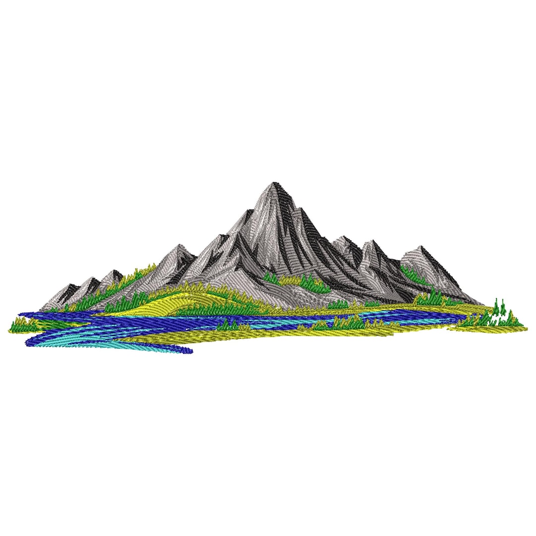 Mountain Landscape Embroidery Design, Landscape Machine Embroidery File ...