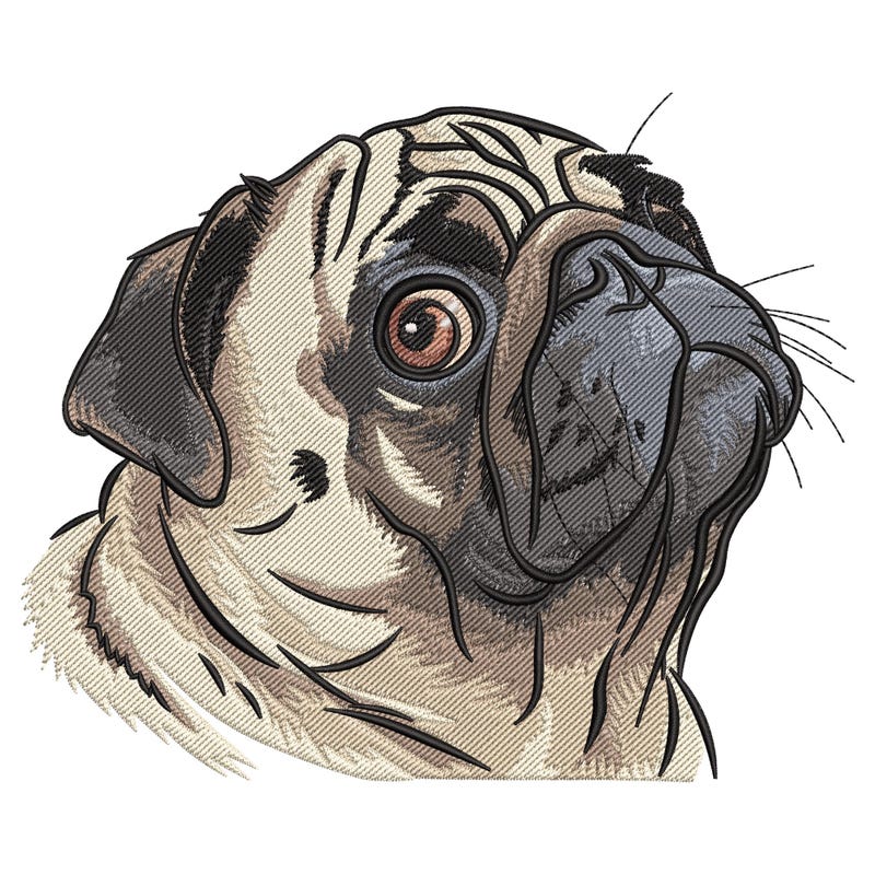 Machine Embroidery Design Pug - Etsy UK