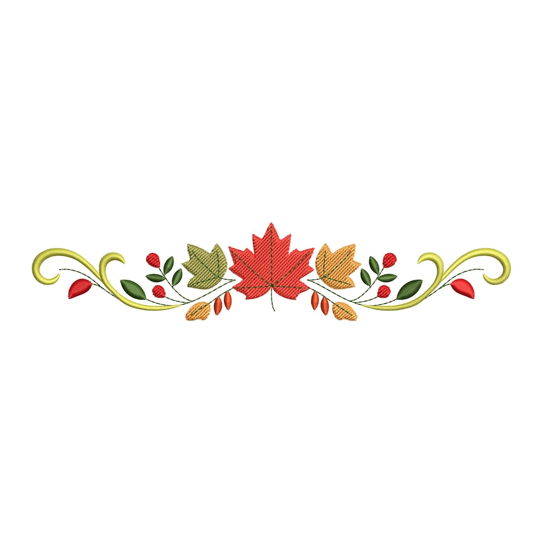 Autumn Leaf Border Embroidery Design, Seasonal Machine Embroidery File ...