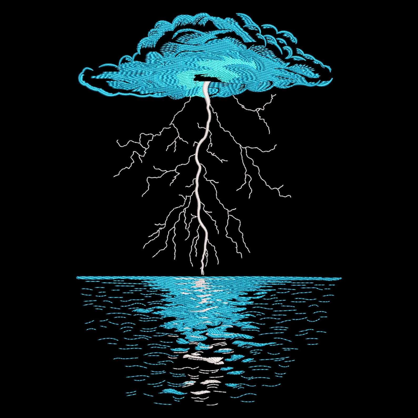 Thunderstorm Embroidery Design, Rain Cloud and Thunderstorm Embroidery ...