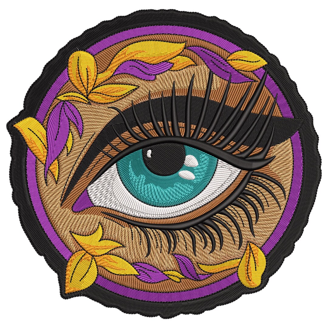 Colourful Eye With Leaves Embroidery Design, Beautiful Women Eyes ...