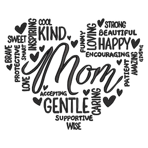 Mom Word Art Embroidery Design, Mom Quote Embroidery File, Mom Saying ...
