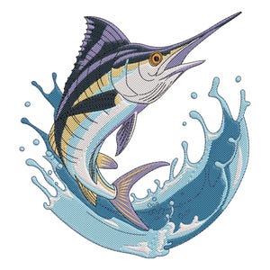 Swordfish Embroidery Design, Broadbill Swordfish Embroidery File ...