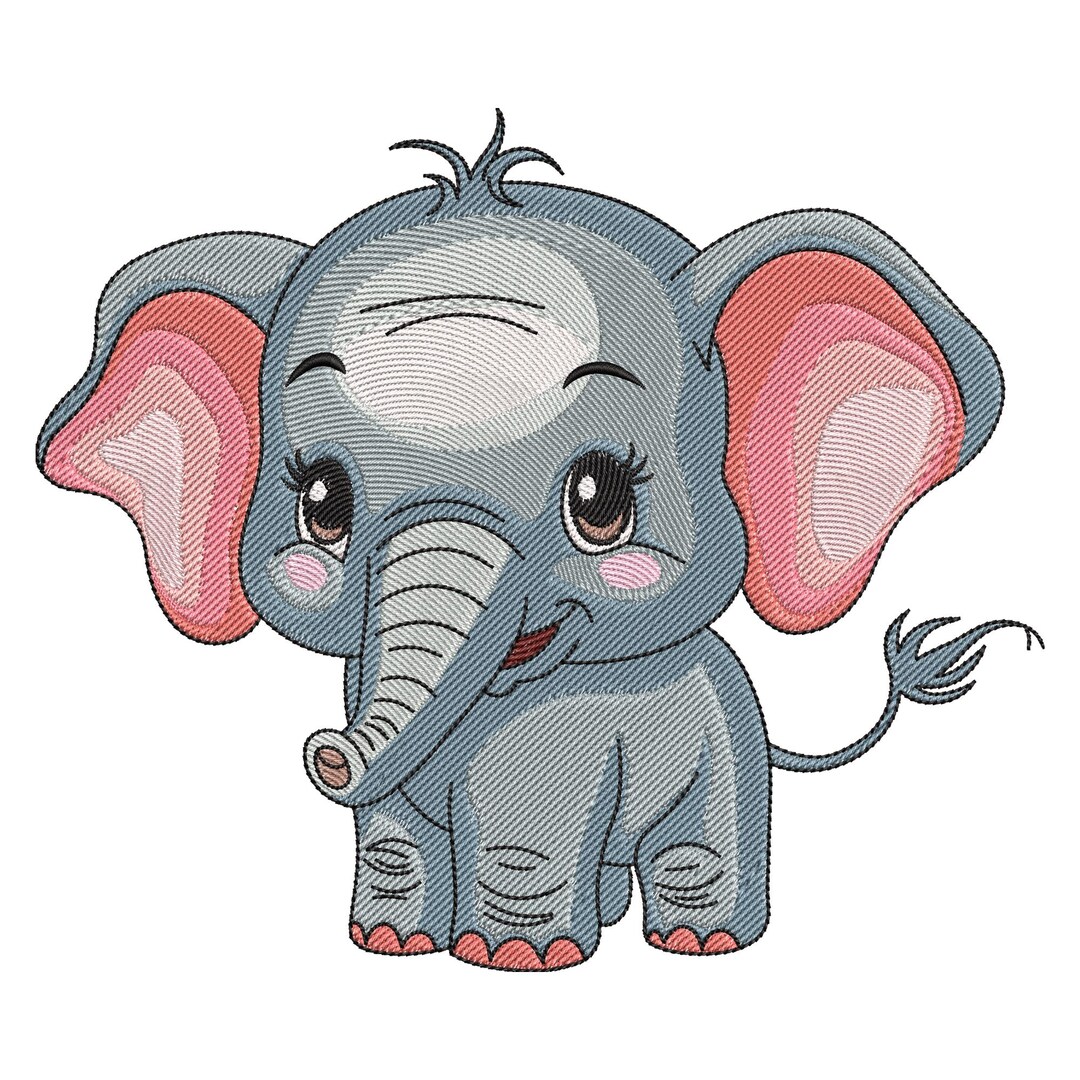 Adorable Baby Elephant Embroidery Design, Elephant Machine Embroidery ...