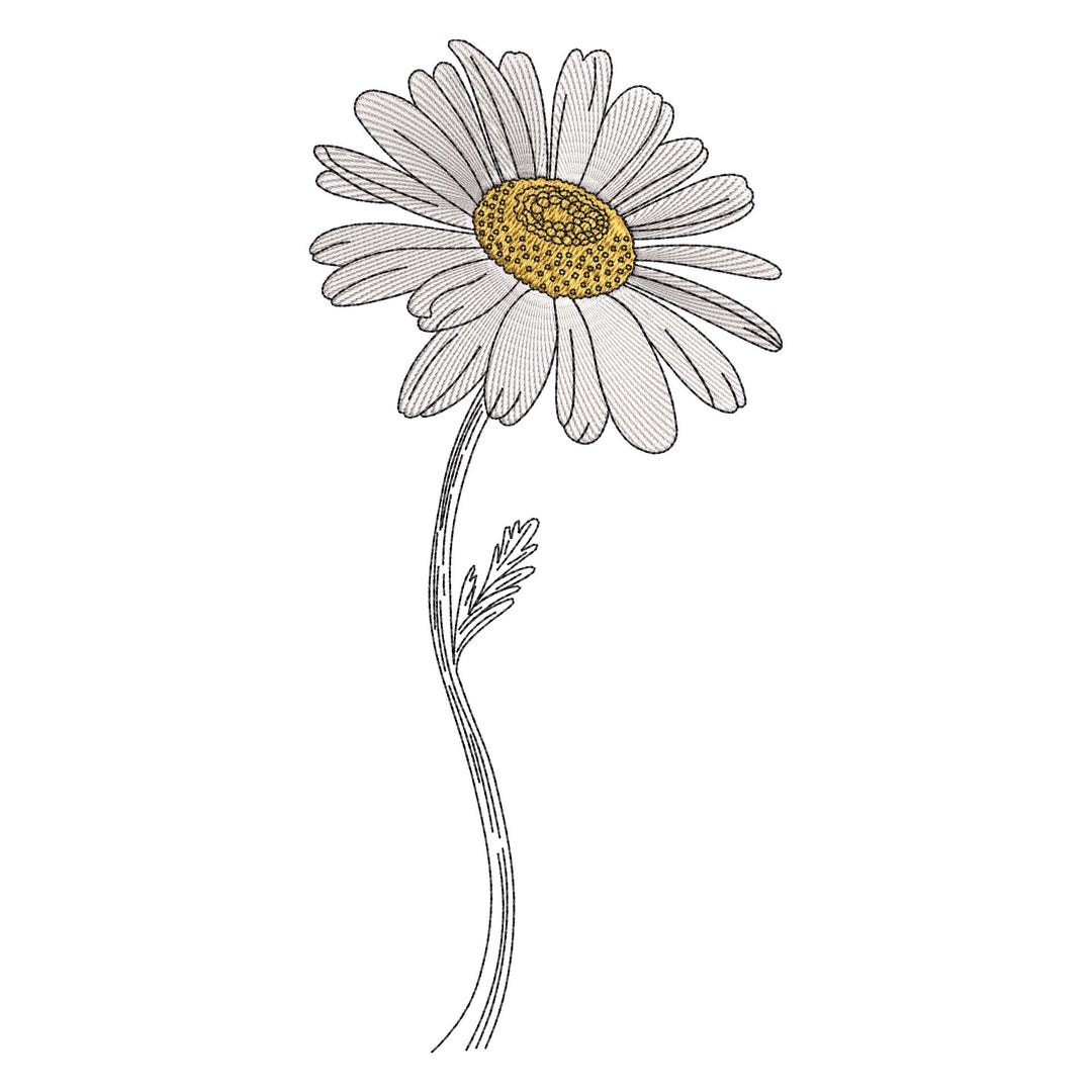 Single Daisy Flower Embroidery Design, Simple Floral Outline Machine ...