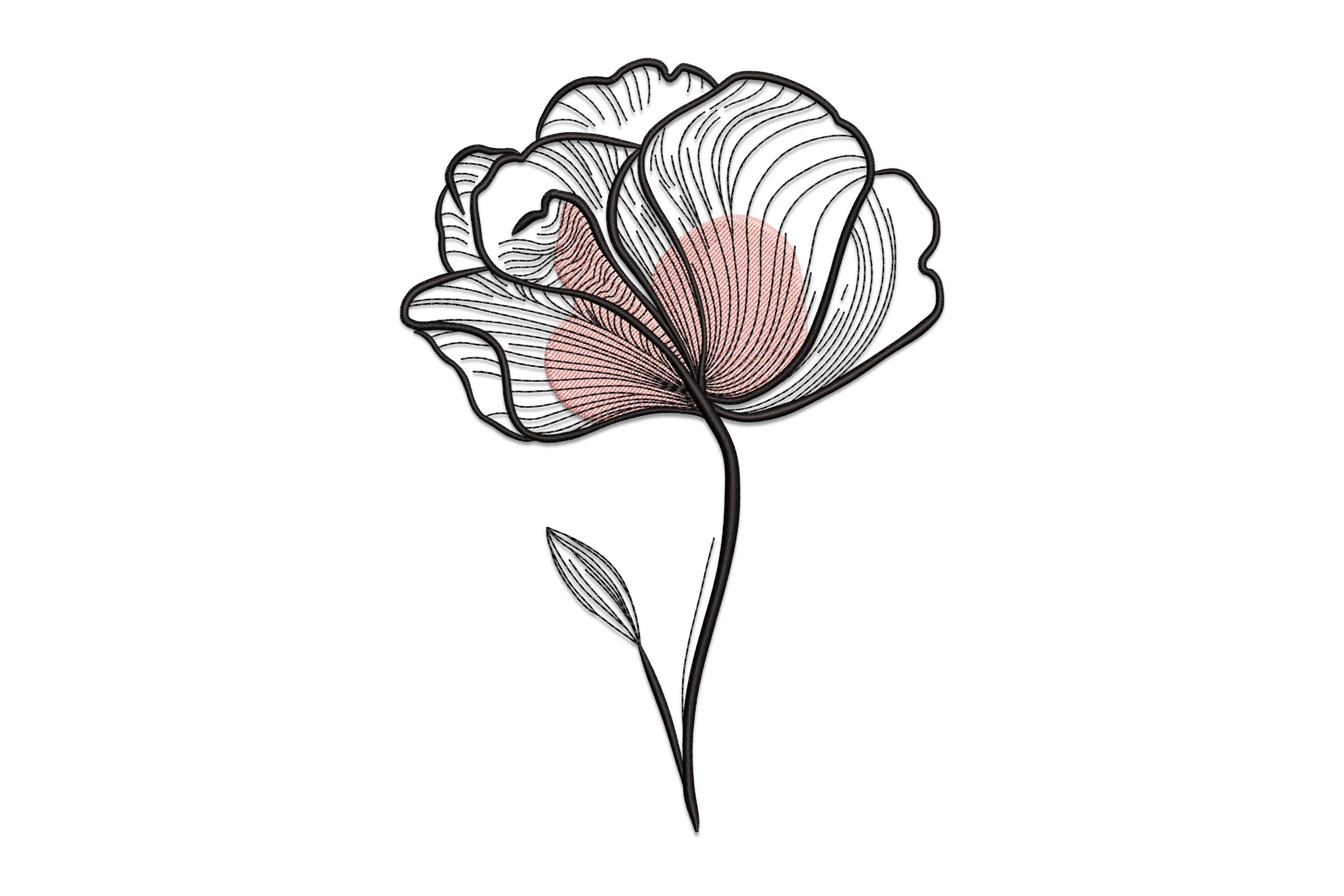 Flower Embroidery Design, Floral Line Art Machine Embroidery File ...