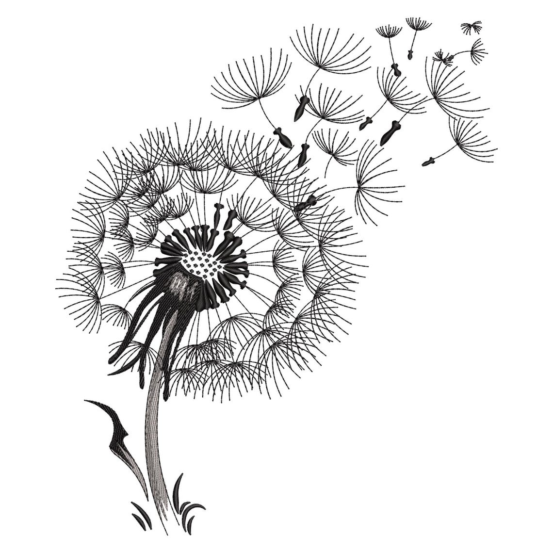 Dandelion Embroidery Design, Dandelion Machine Embroidery Design ...
