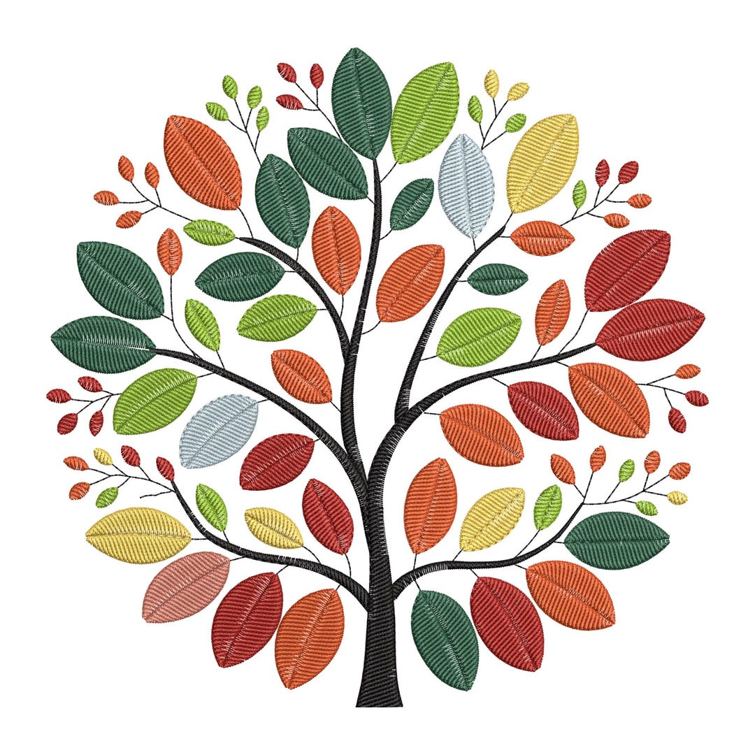 Colorful Autumn Tree Embroidery Design, Fall Nature Pattern Machine ...