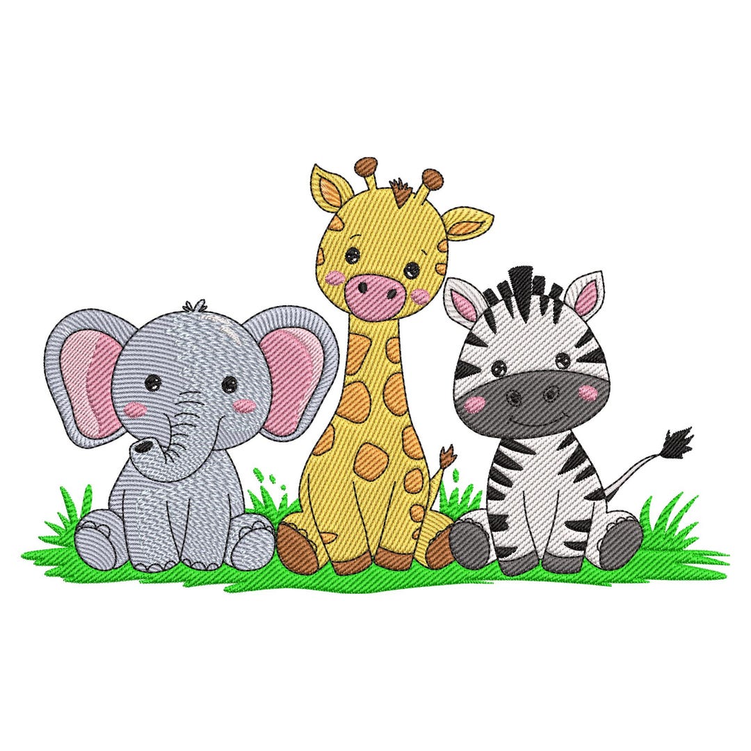 Cute Jungle Trio Embroidery Design, Safari Trio Embroidery Designs ...