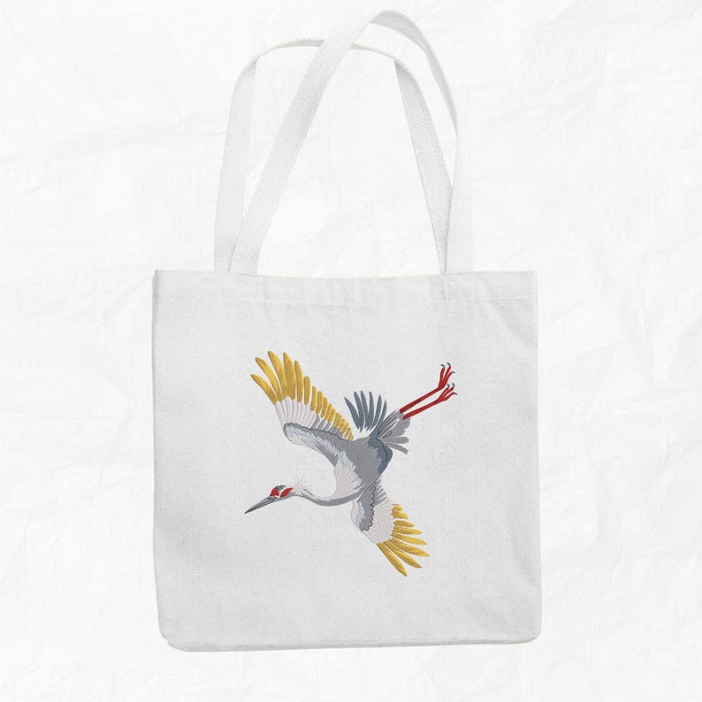 Japanese Crane Bird Embroidery Design, Flying Crane Machine Embroidery ...