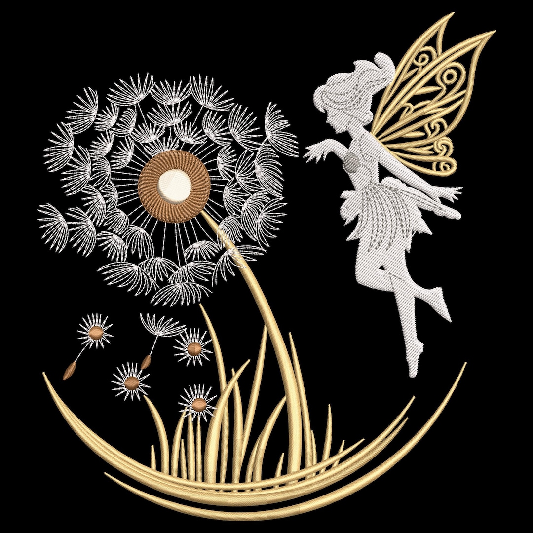 Enchanted Fairy and Dandelion Embroidery Design, Magic Fairy and ...