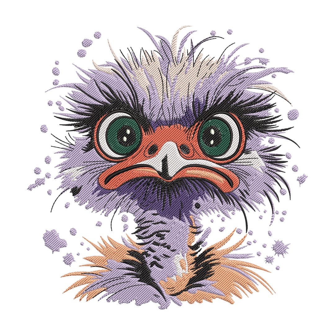 Whimsical Ostrich Embroidery Design, Ostrich Machine Embroidery File ...