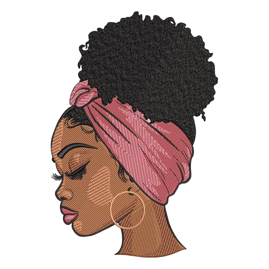 Elegant Afro Woman Embroidery Design, Afro Black Woman Machine ...