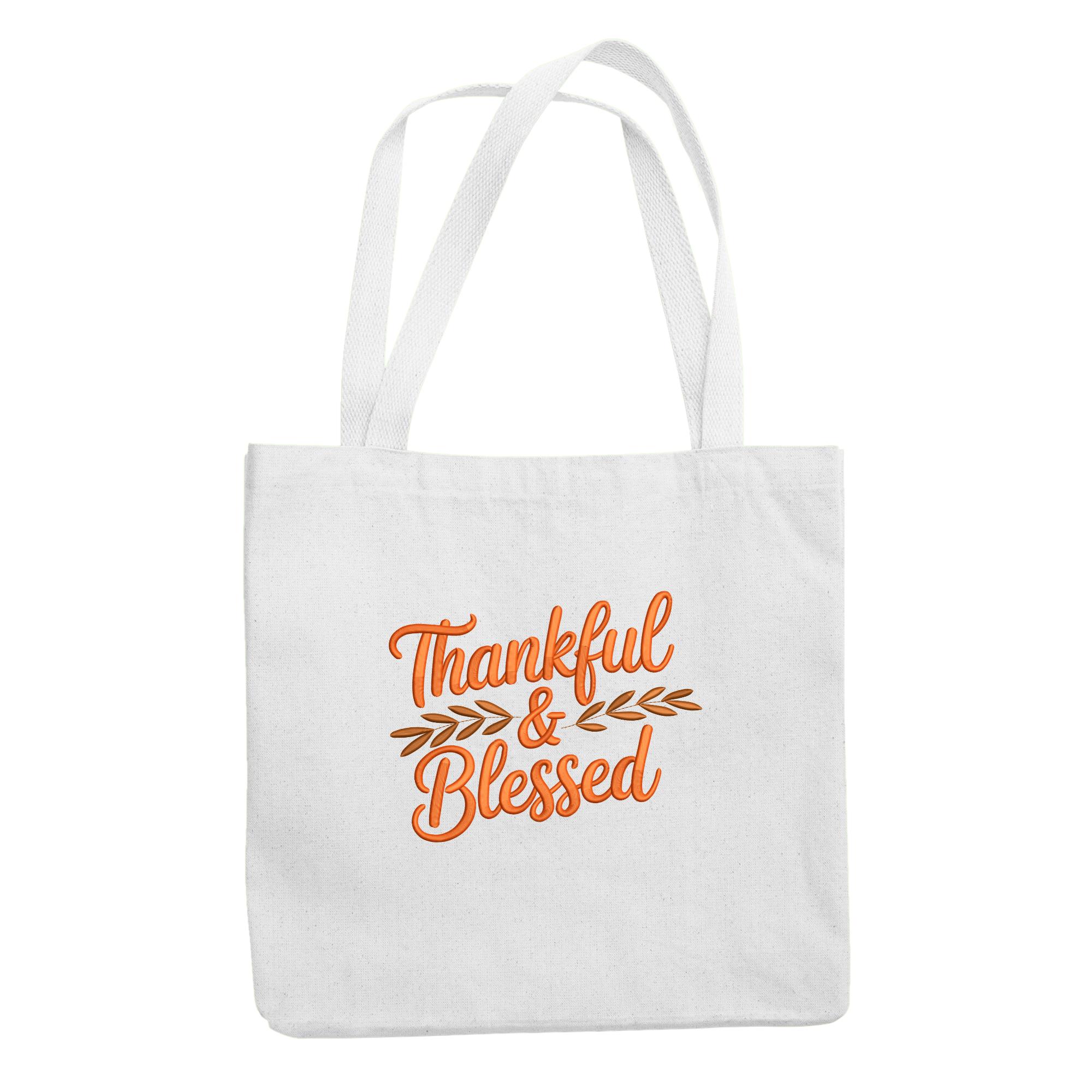 Thankful & Blessed Embroidery Design, Fall Thanksgiving Quote Machine ...