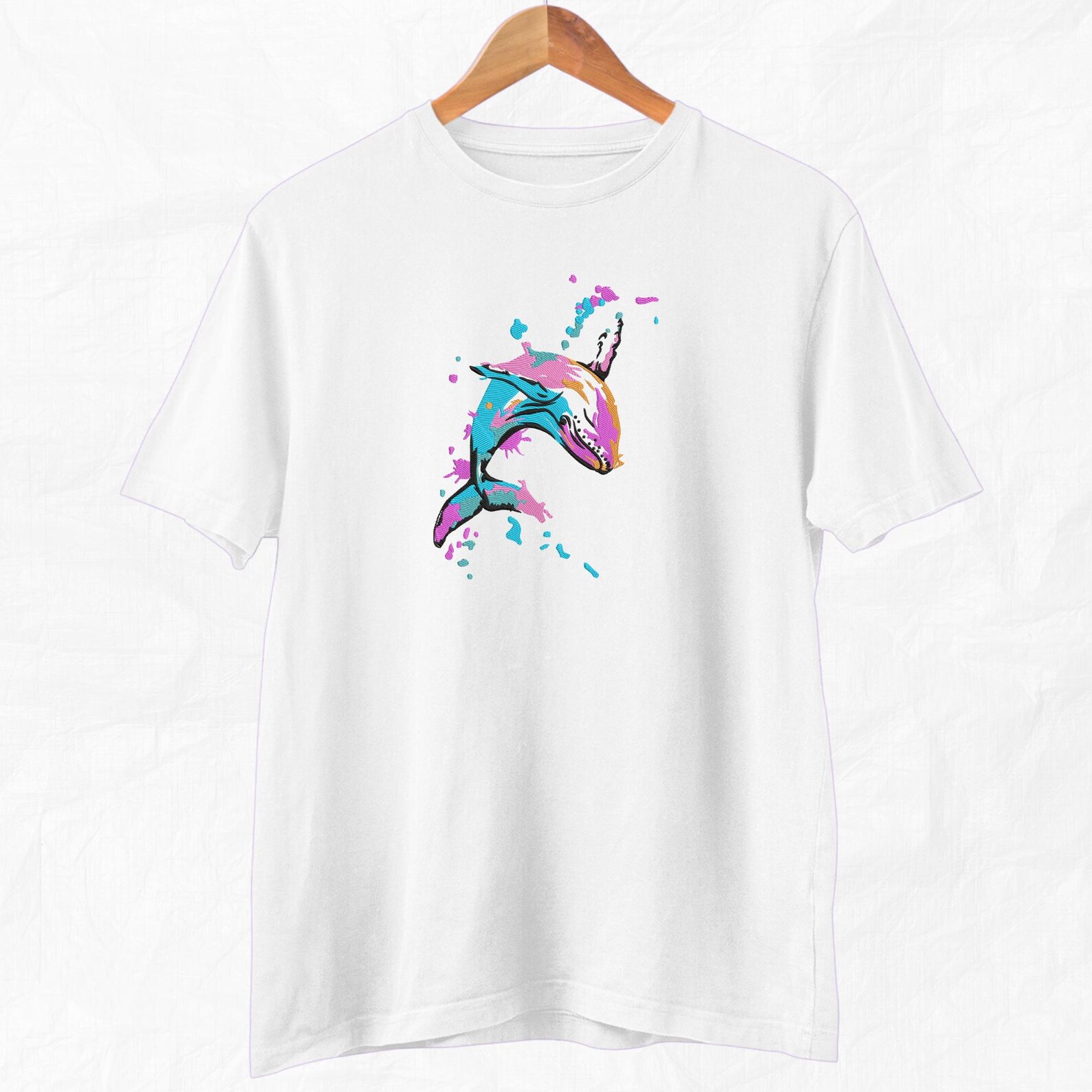 Colorful Dolphin Splash Embroidery Design, Dolphins Machine Embroidery ...