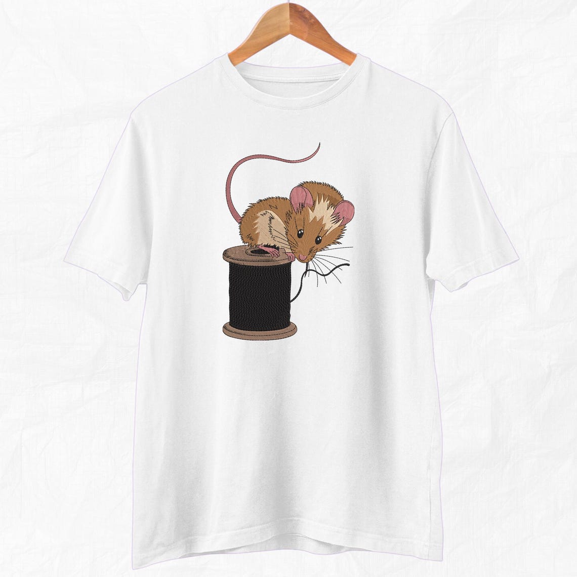 Adorable Mouse on Spool Embroidery Design, Mini Mouse Embroidery Design ...