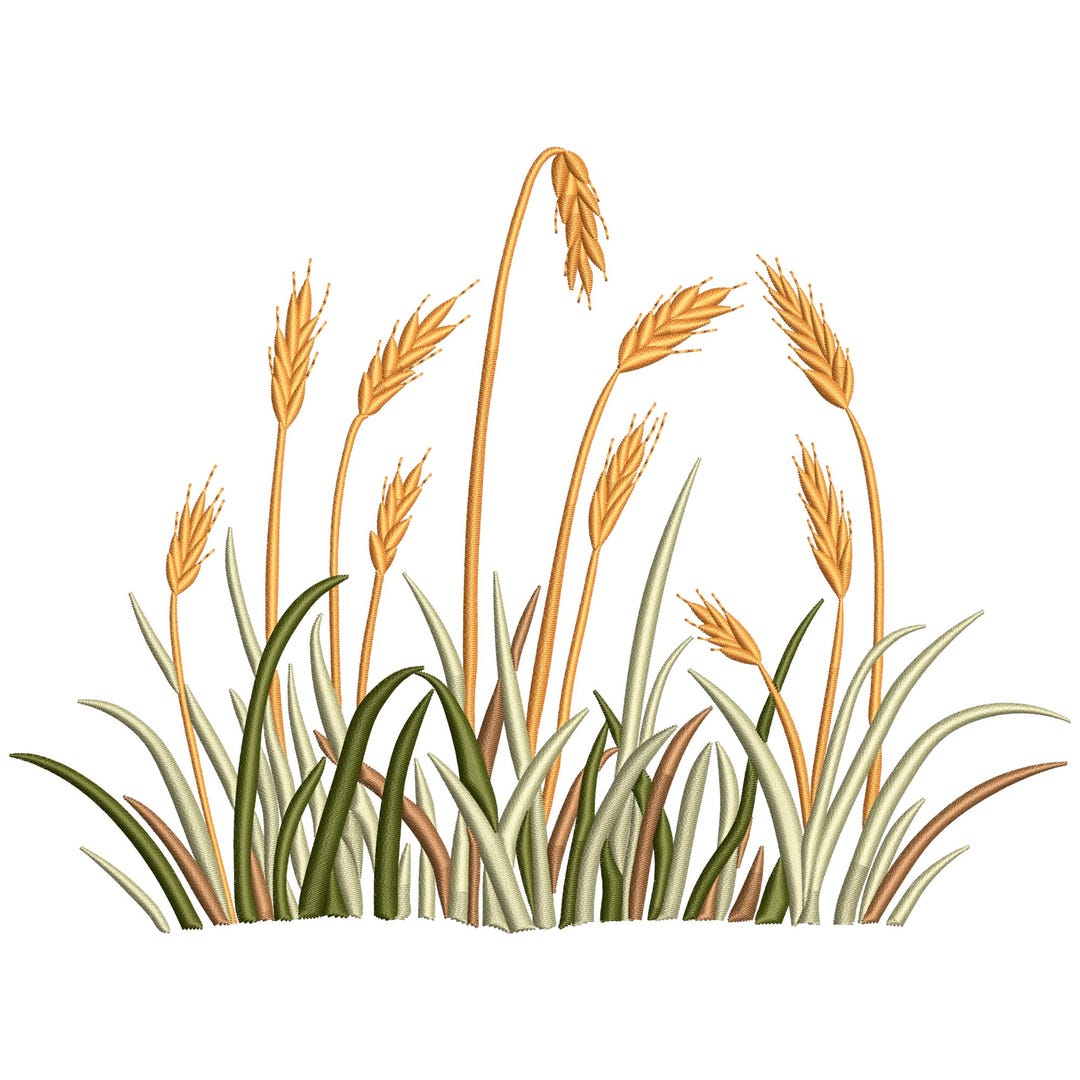 Wheat Grass Embroidery Design, Wheat Stalk Bundle Embroidery File ...