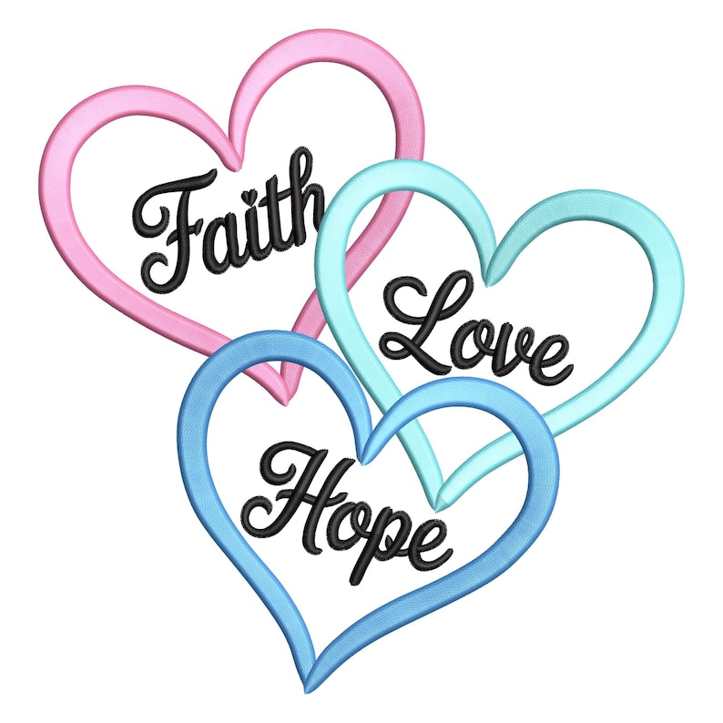 Faith Love Hope Embroidery Design, Inspirational Heart Quote Machine ...