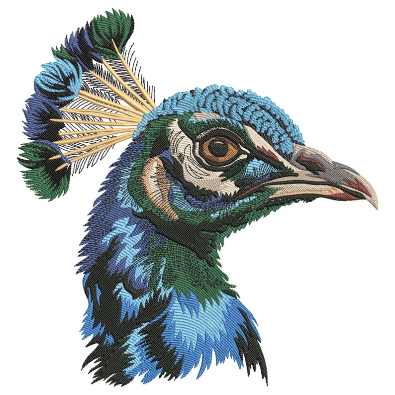 Elegant Peacock Head Embroidery Design, Digital Machine Embroidery File ...