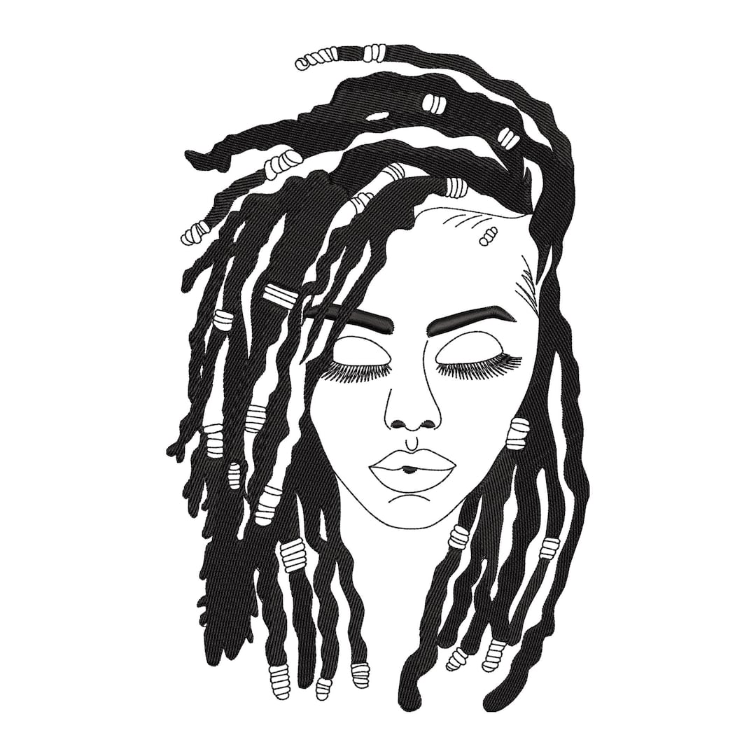 Dreadlocks Woman Embroidery Design, Woman Silhouette Embroidery File ...