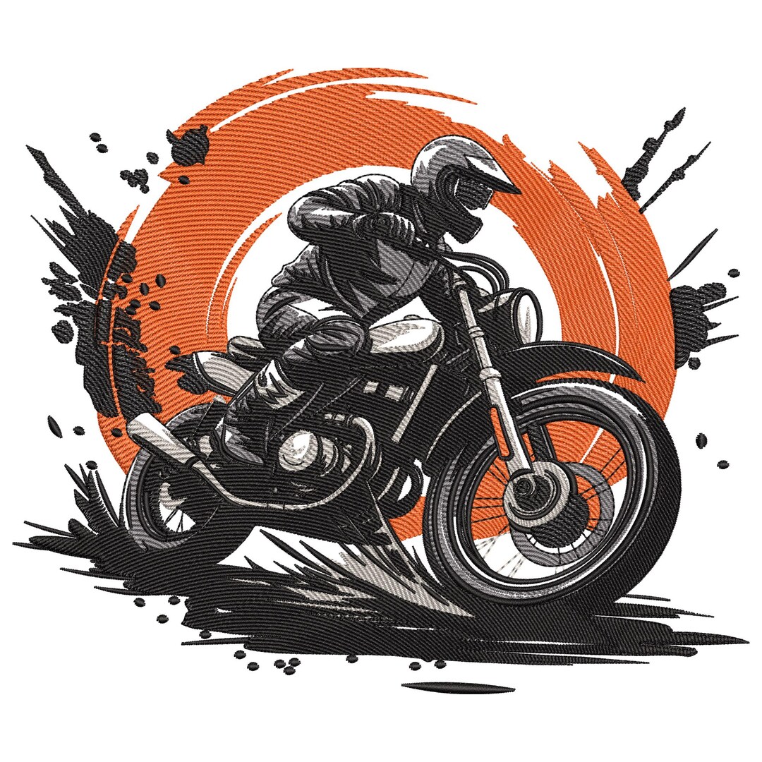 Extreme Moto Ride Embroidery Design, Motorcycle Machine Embroidery File ...