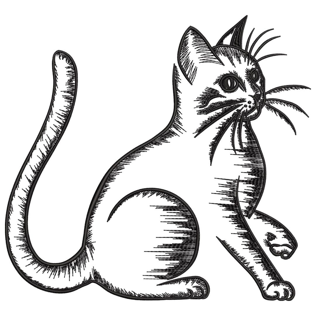 Minimalistic Cat Outline Embroidery Design, Cat Face Embroidery Design ...