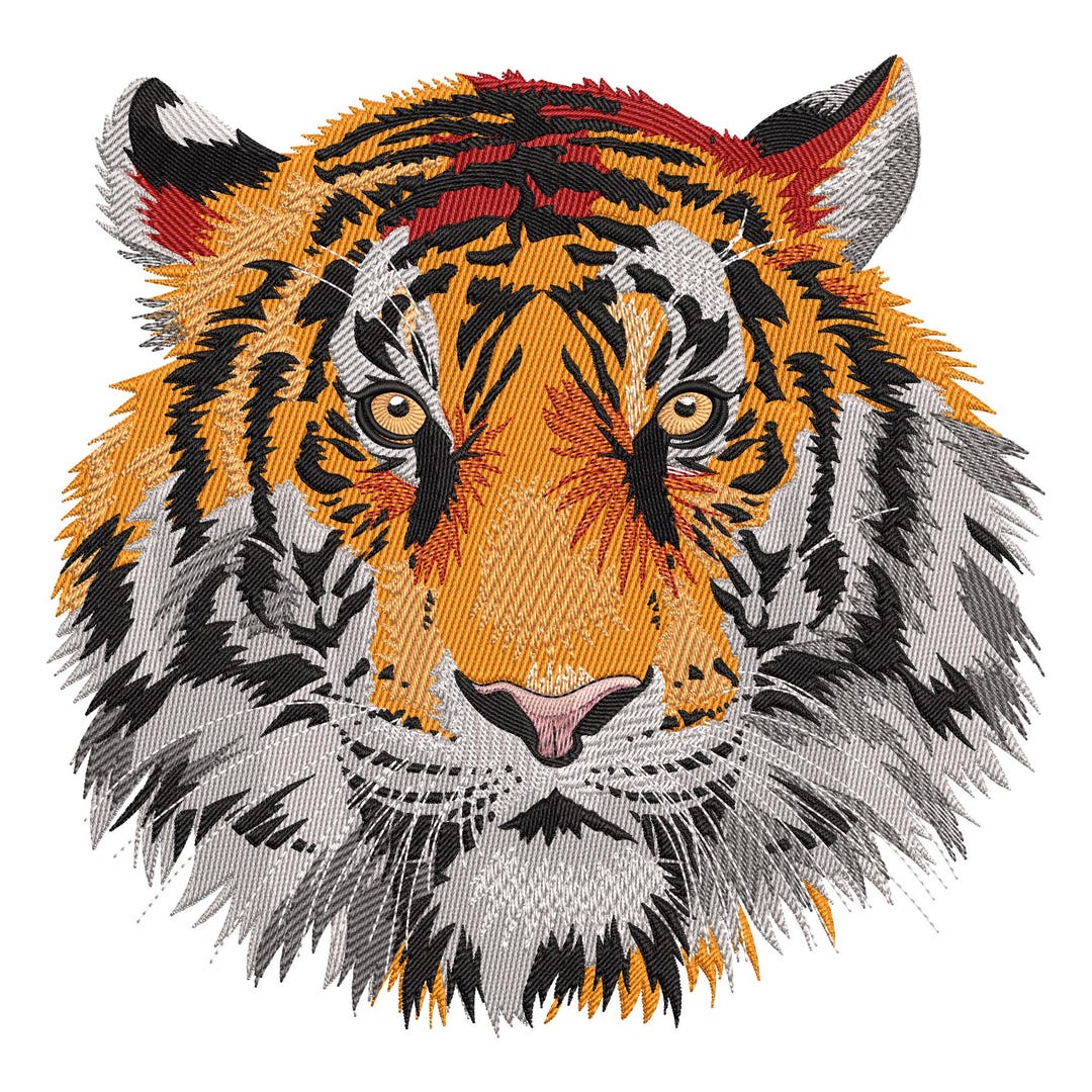 Majestic Tiger Face Embroidery Design, Tiger Head Machine Embroidery ...