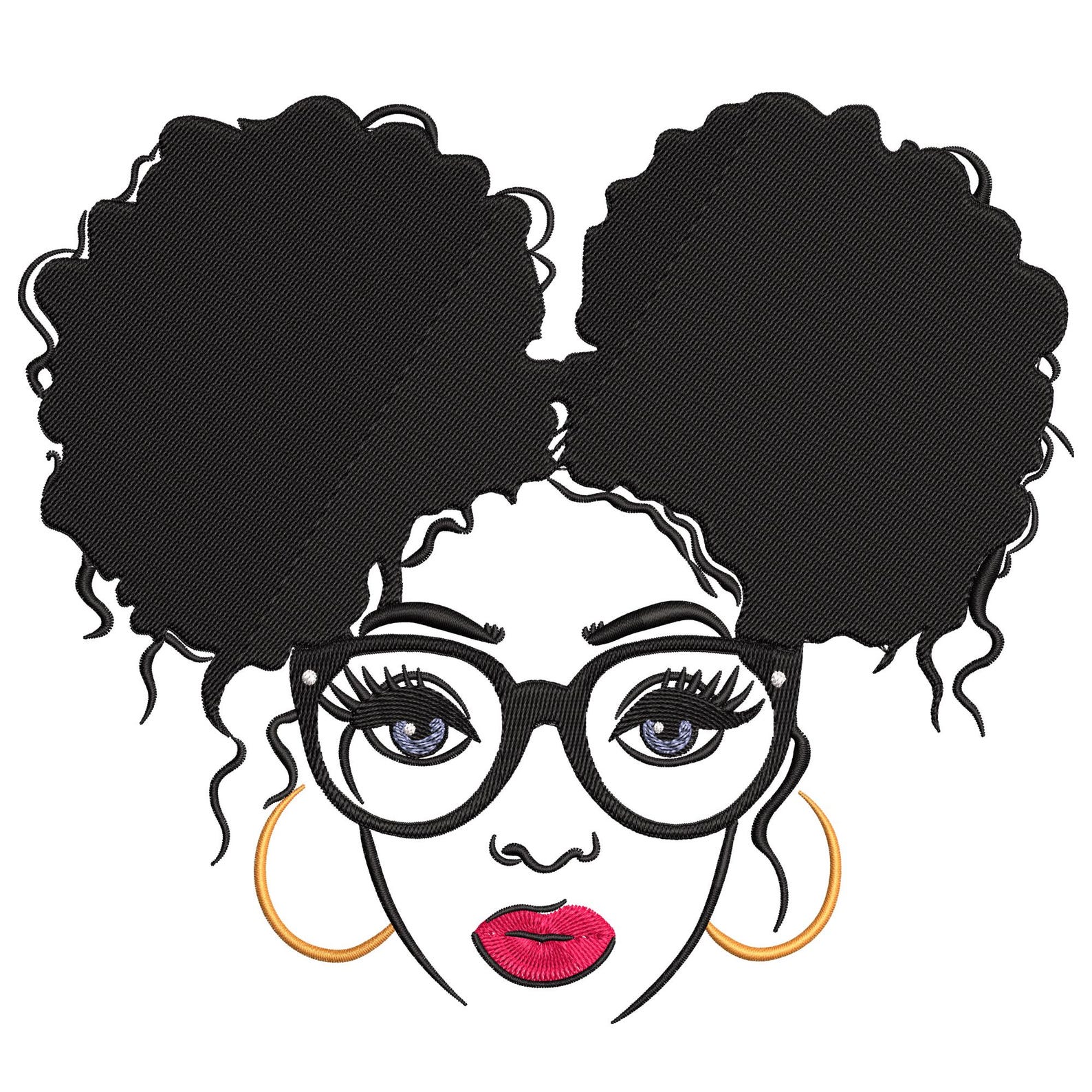 Afro Chic Woman Embroidery Design, African Lady Silhouette Embroidery ...