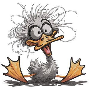 Wacky Duck Splash Embroidery Design, Funny Frazzled Duck Machine ...