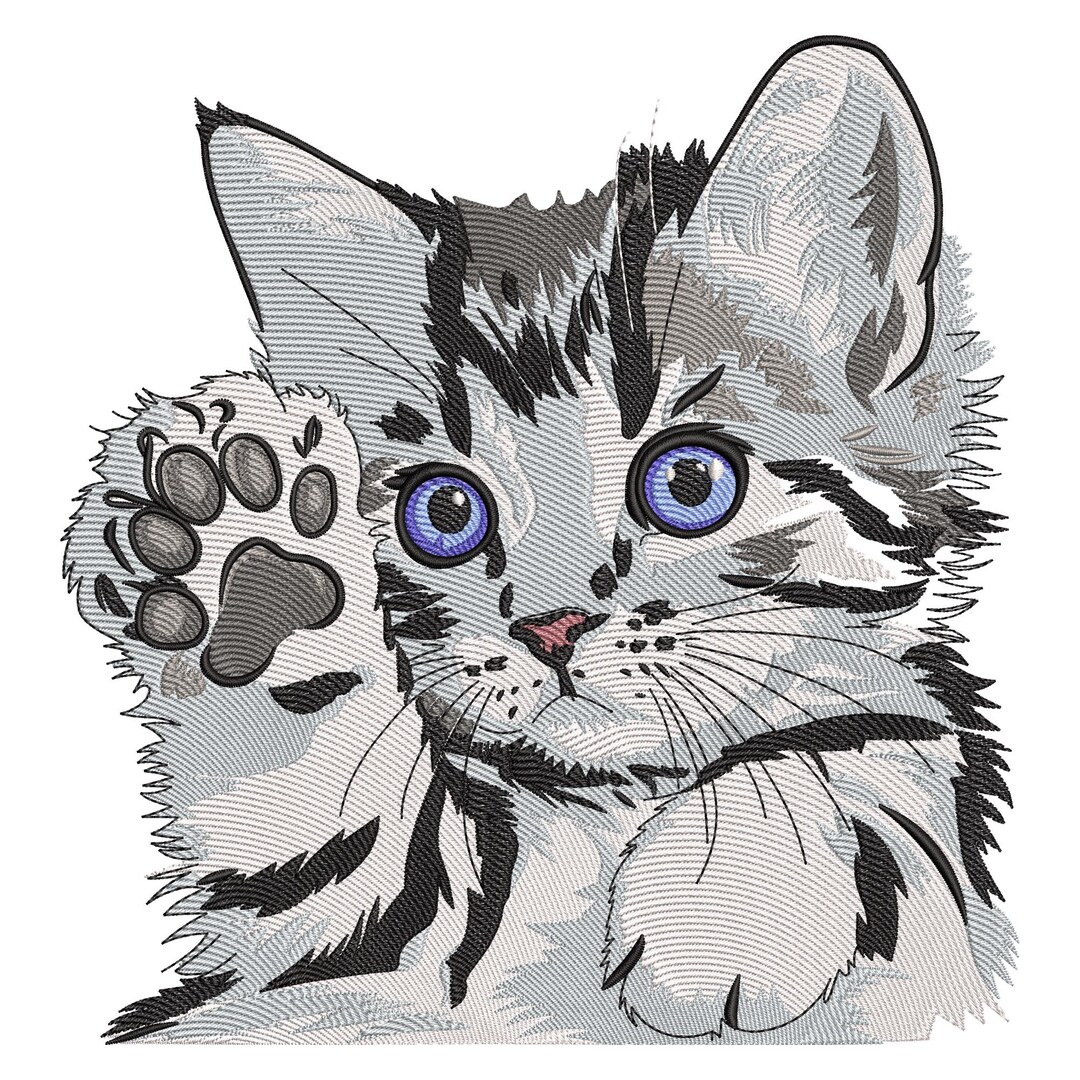 Adorable Cat Paw Wave Embroidery Design, Dog Paw Embroidery File, Mom ...