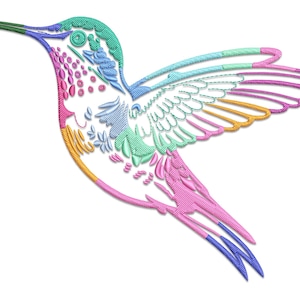 Colourful Hummingbird Embroidery Design, Bird Machine Embroidery Design ...