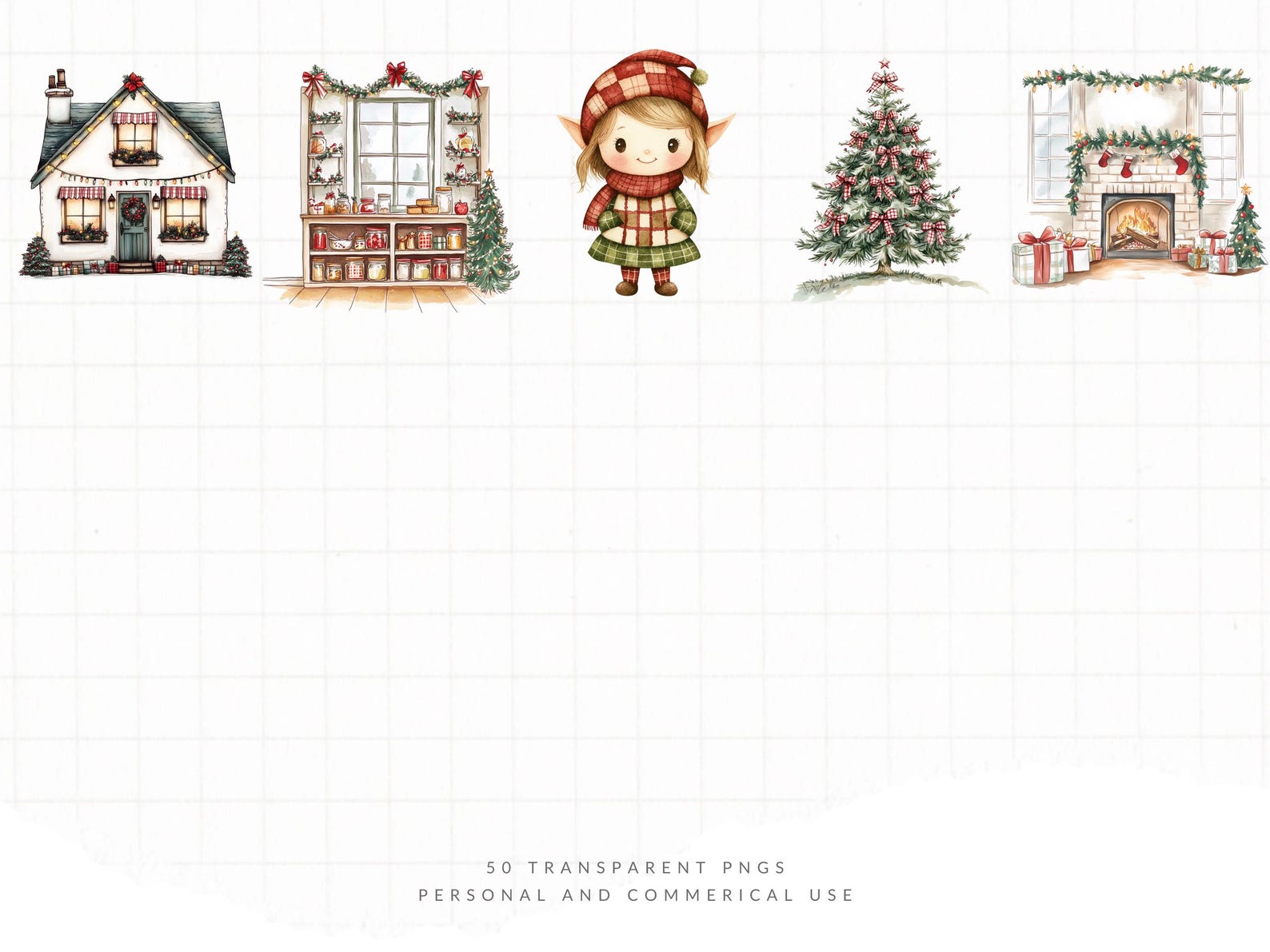 Cozy Flannel Christmas Clip Art | Holiday Clipart | Winter Graphics ...
