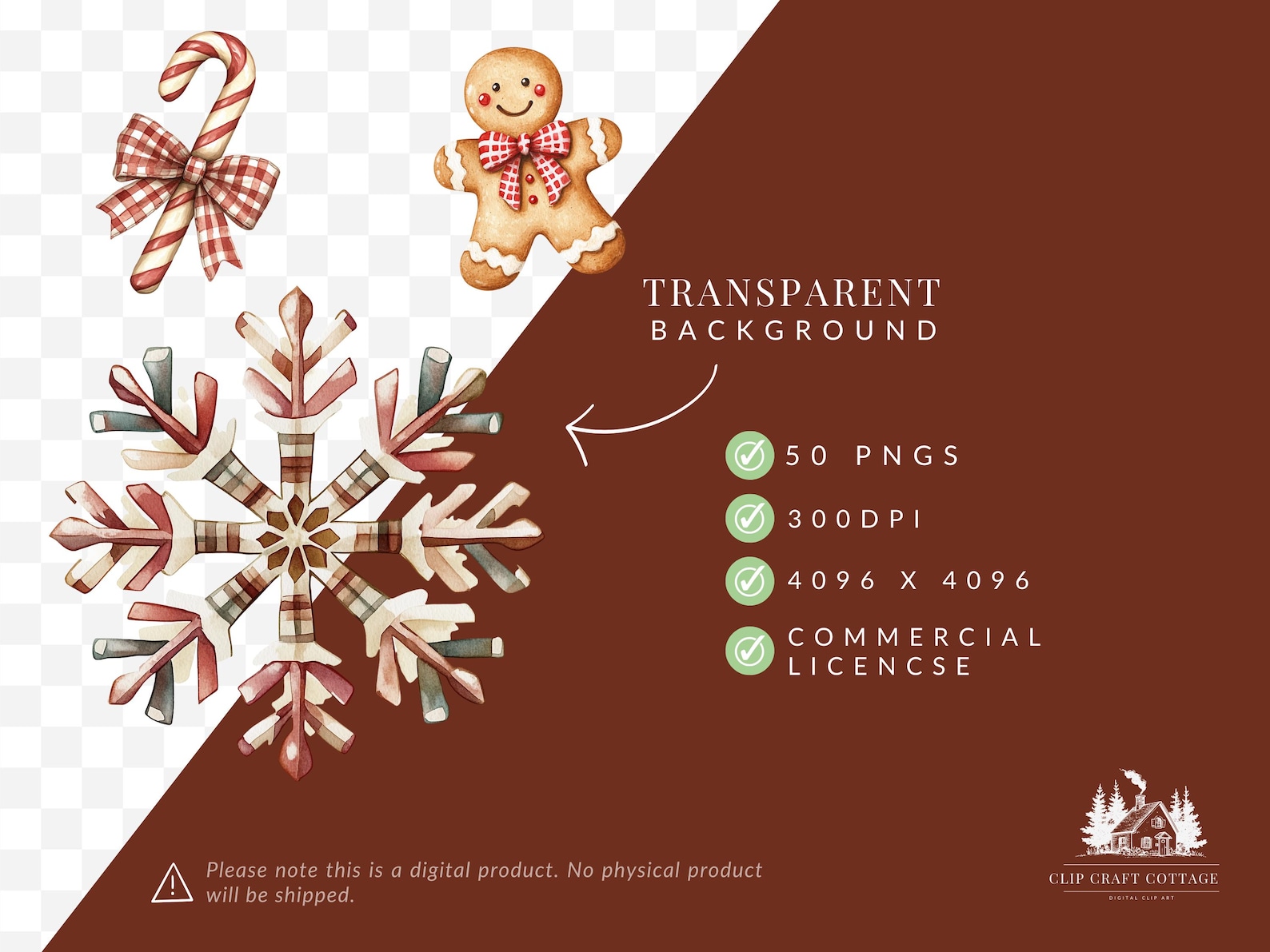 Cozy Flannel Christmas Clip Art | Holiday Clipart | Winter Graphics ...